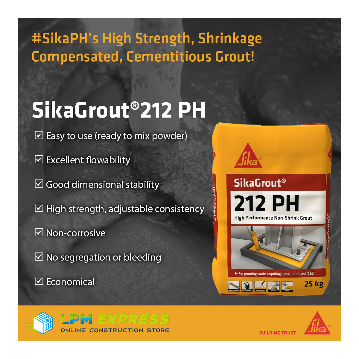 SikaGrout 212 Non Shrink Cementitious Grout 西卡 – LPM Express | LPM ...